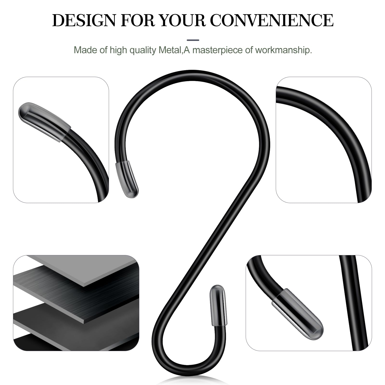Hotop 36 Pieces 6 Inch S Shaped Stainless Steel Hooks Metal Hanging Hooks Curtain Hooks Pan Pot Holder Rack Hooks for Hanging Pot, Pan, Cups, Plants, Bags, Jeans, Towels (Black)