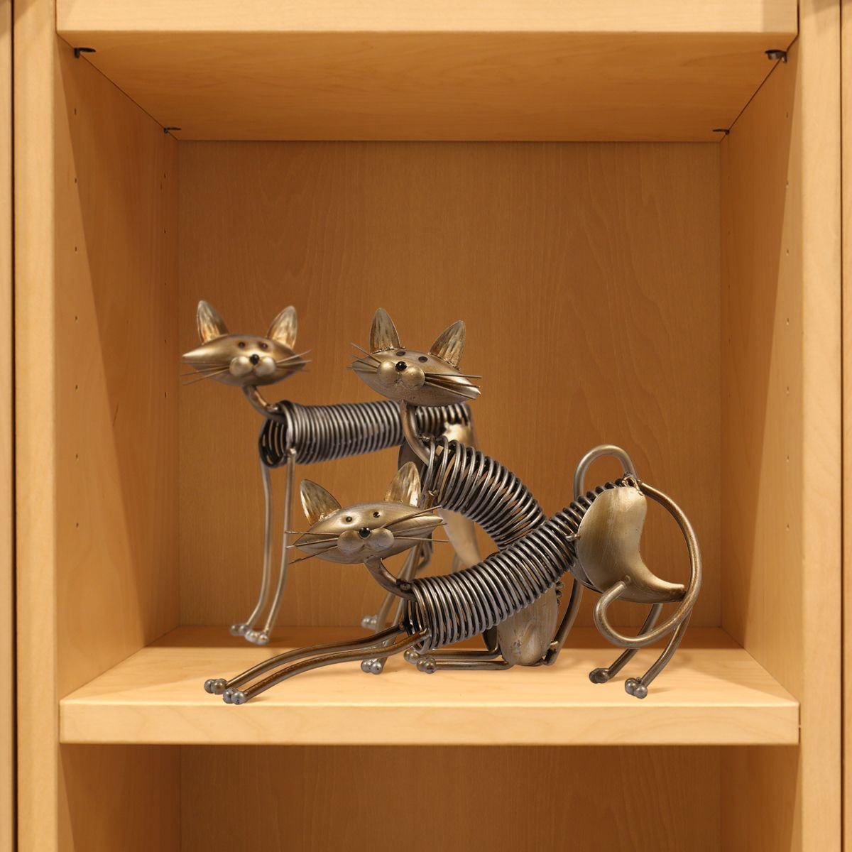 Too-arts Metal Sculpture Iron Art Cat Spring Handicraft Crafting Home Decoration Furnishing Craft