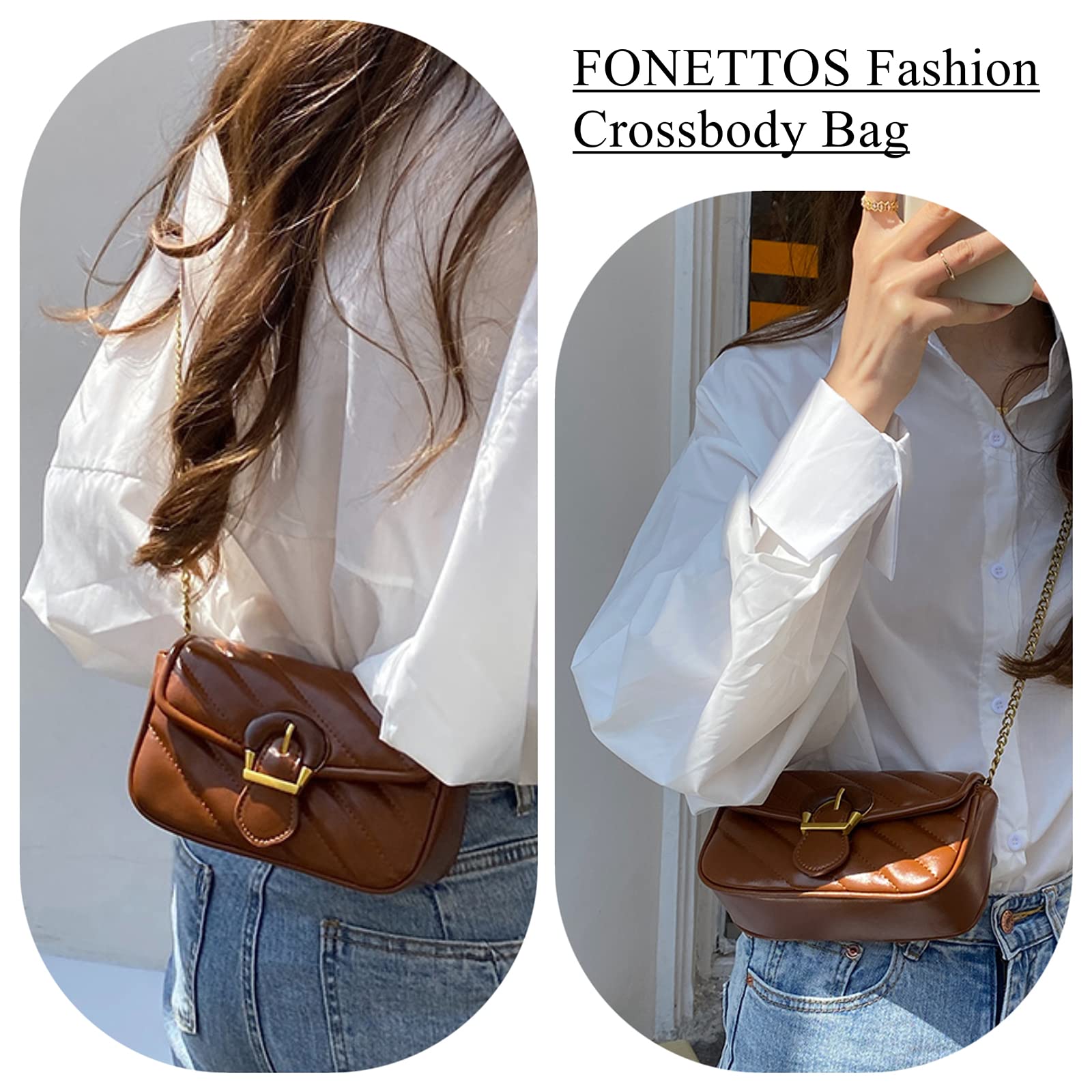 FONETTOS Classic Shoulder Bag, Small Crossbody Purse for Women 90s Retro Mini Clutch Purse Bag