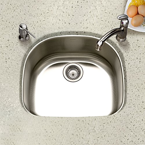 Houzer STS-1400-1 Eston Series Undermount Stainless Steel Single D Bowl Kitchen Sink, 18 Gauge