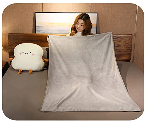 Toast Bread Pillow Dual-use Three-in-one Pillow Blanket Toast Sofa Cushion Home Decoration (Smile)