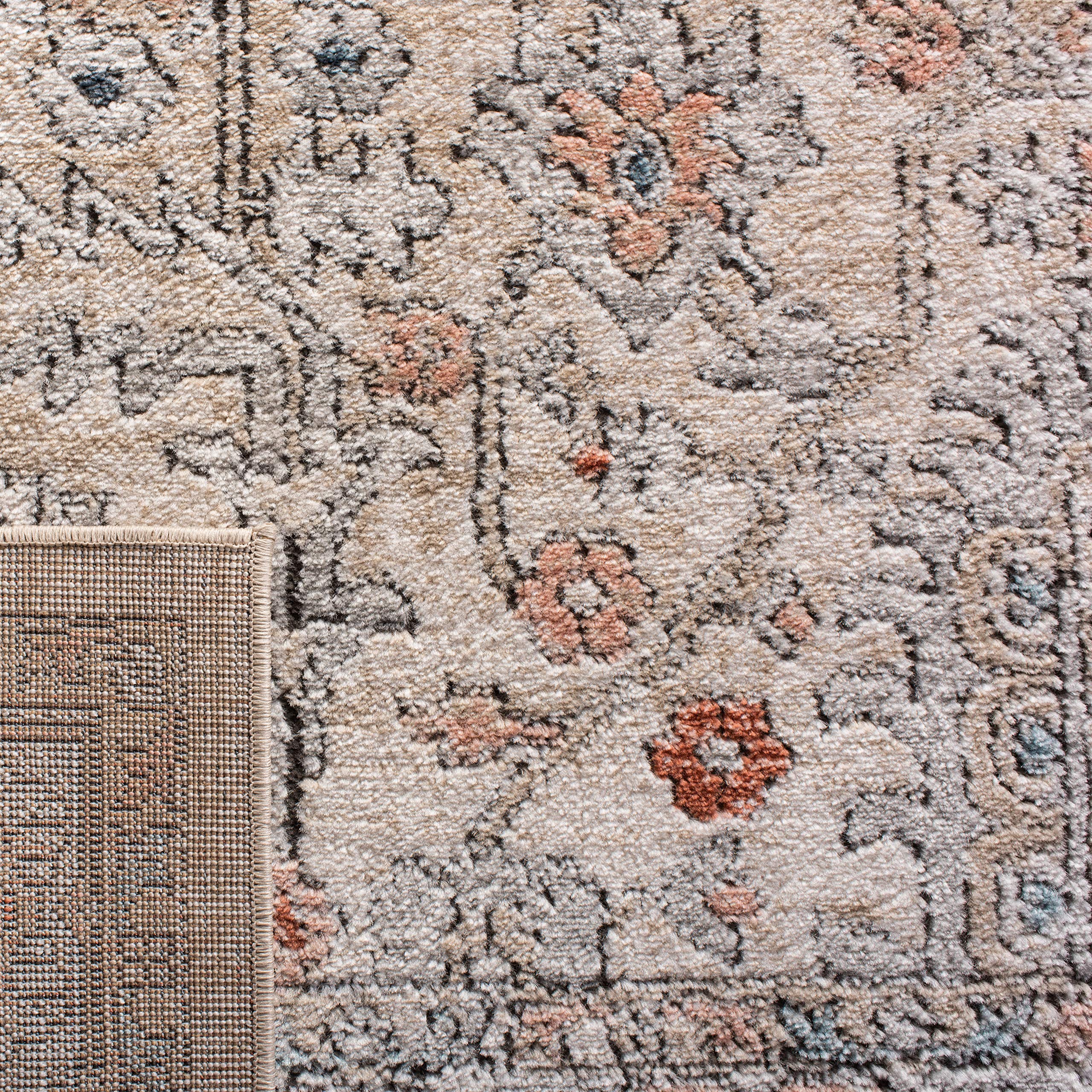 MARTHA STEWART x SAFAVIEH 9' x 12' Grey/Ivory MSR877F Dakota Oriental Non-Shedding Area Rug