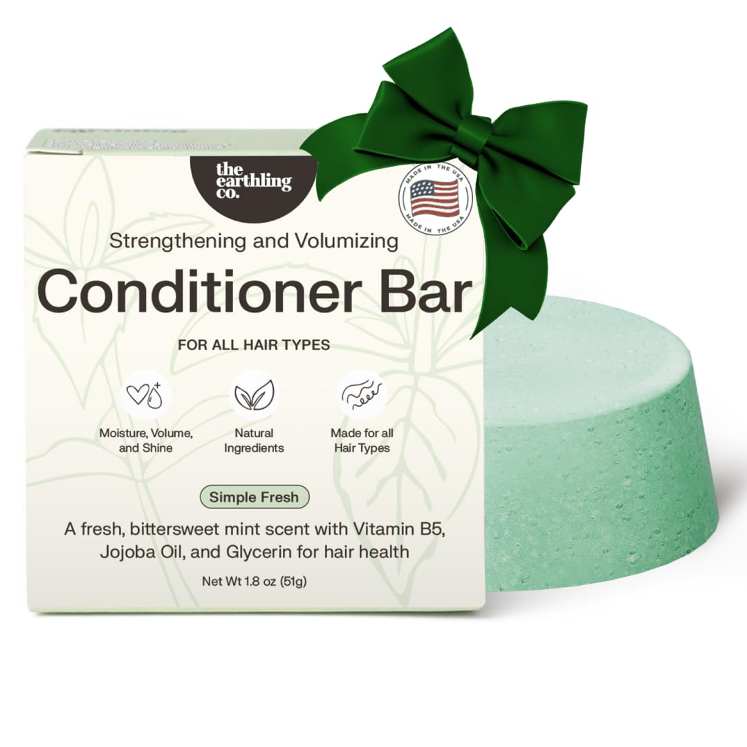 The Earthling Co. Conditioner Bar - Promote Hair Growth, Strengthen & Moisturize All Hair Types - Paraben & Sulfate Free formula with Natural Ingredients for Dry Hair (Simple Fresh, 1.8 oz)