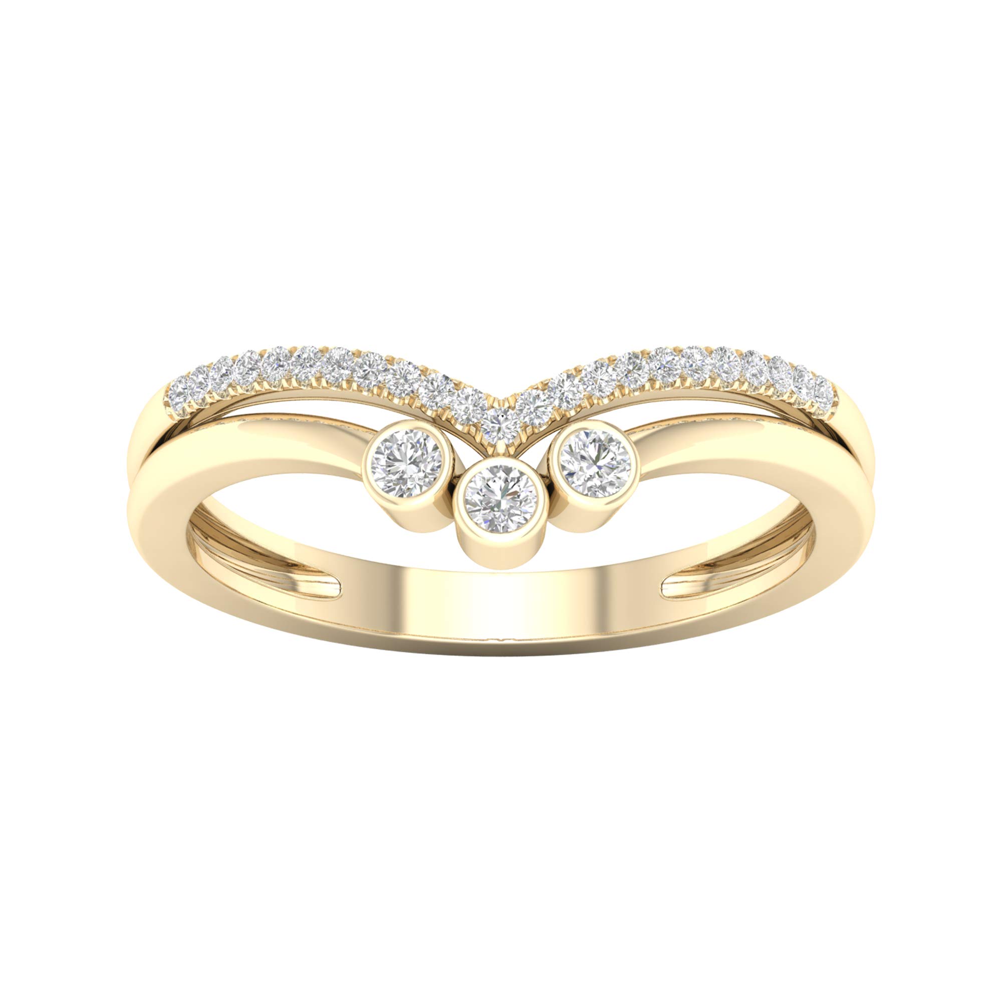 DZON 10K Yellow Gold 1/10CT TDW Diamond Crown Ring Love Gift for Women(I-J,I2)