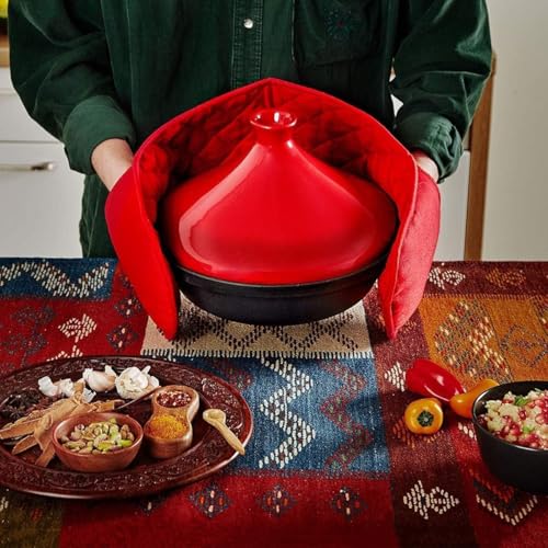 HYDIK Tagine Pot,Round Ceramic Casserole Clay Pot with Lid,Multifunction Cookware for Stew Soup,Heat-Resistant Hot Pot Earthen Pot