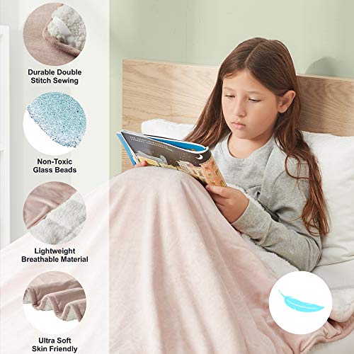 Degrees of Comfort Soft Children's Weighted Blanket 7lbs, Best Kids Sherpa Throw 41x60 Teal 7lbs