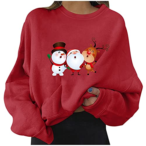 GuangYuan Women Long Sleeve Workout Tops Trendy Hoodies Pullover Long Sleeve Shirts Blouse Drop Shoulder Pullover Teen Clothes Red