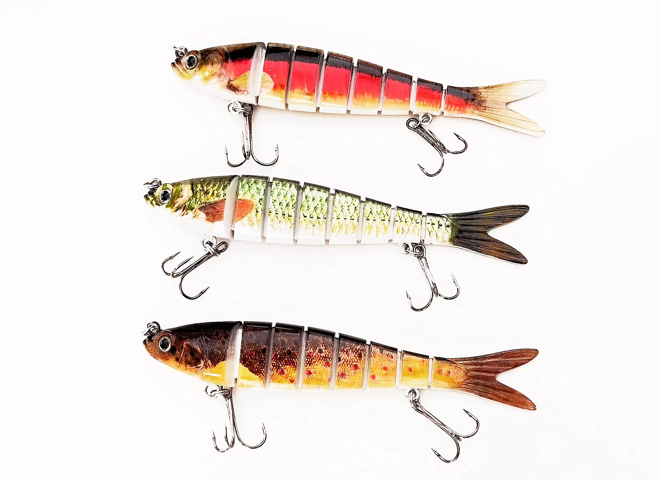 Fishing Lure Baits Lifelike Multi-Jointed 8 Sections Slow Sinking Swimbaits Bait Tackle Kits 3pcs, Freshwater Fishing Tackle