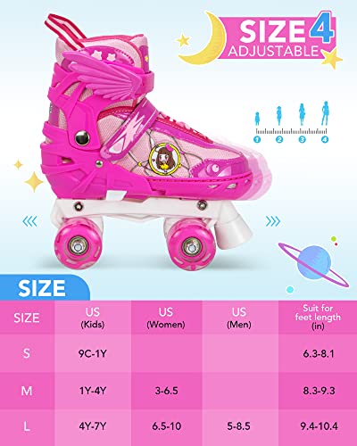 M-GRO Adjustable Skates for Kids, 8-Wheeled Skates for Kids,rollerskates Girl and Boys,Adjustable Size Suitable for Indoor and Outdoor use