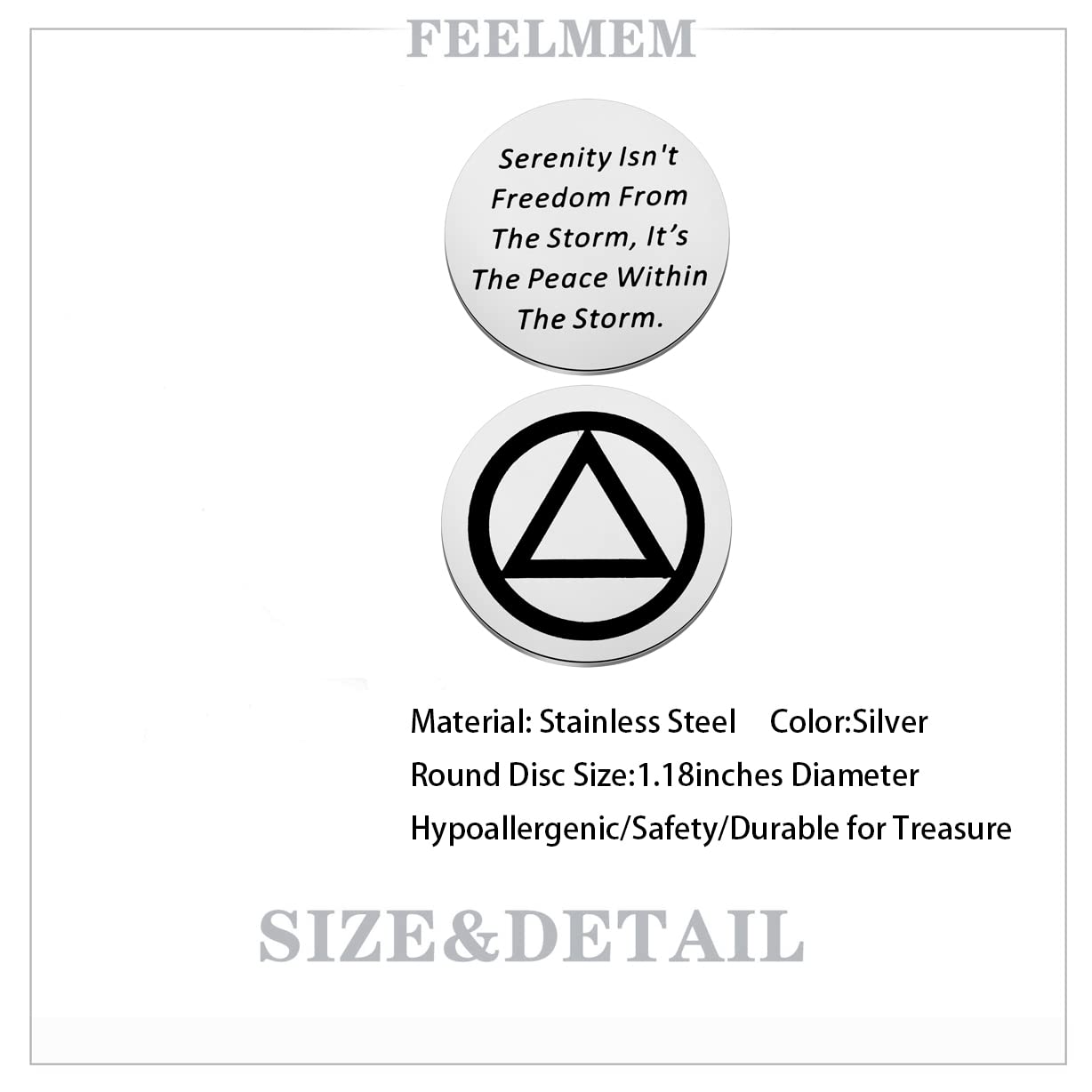 FEELMEM Sobriety Gift Pocket Token AA Recovery Serenity Prayer Gift Serenity Peace Within The Storm Token Alcoholics Anonymous Sober Gift New Beginnings Gift (Serenity Isn’t-3)
