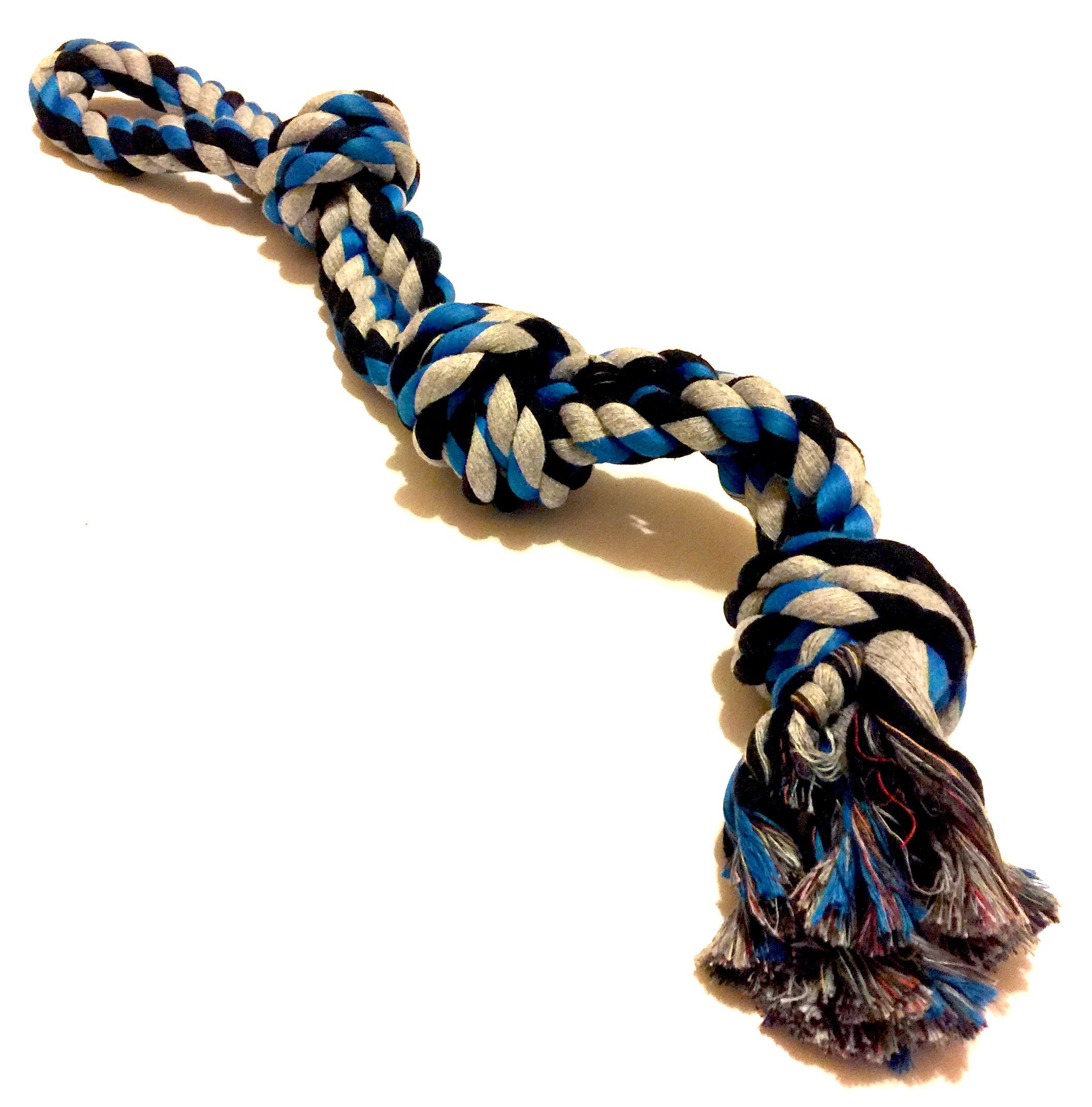 Mary & Kate Pets XL Dog Rope Toy for Aggressive Chewers - Original Extra Sturdy - Large Dogs and Teething Puppies - Heavy Duty - Dental Floss - Classic Tug - Nearly Indestructible (Extra Large, Blue)