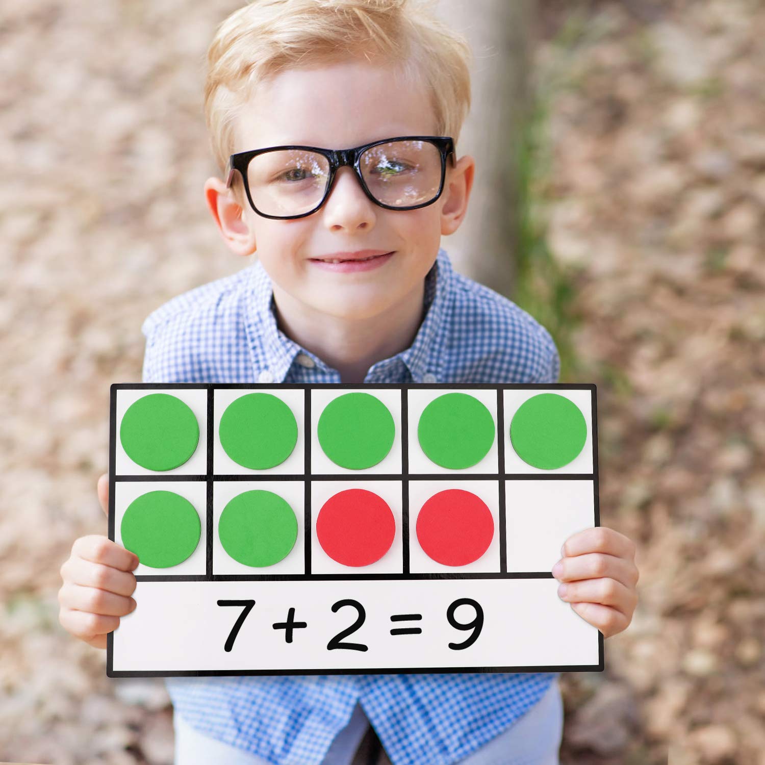 Torlam Magnetic Ten-Frame Set - Math Manipulative for Elementary - 5 Ten Frames & 55 Magnetic Math Counters for Kids, Math Games for Kindergarten (Upgraded Version for Hand-held & 2 Black Pens)