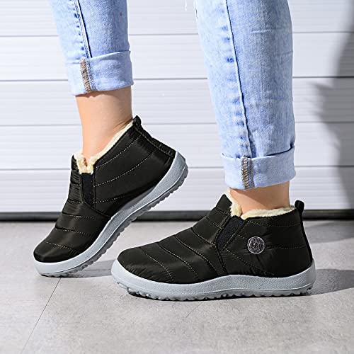 FASDNENDYS Men Snow Short Velvet Flat Boots Warm Winter Water Men's Boots Hiking Boot Shoe Laces Men