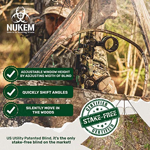 Nukem Grab & Go Hunting Ground Blind - TrueTimber HTC Green - Lightweight Stake-Free Pop Up Turkey & Deer Blind (Standard)