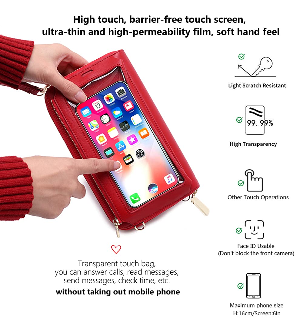 Touch Screen phone bag Purse crossbody bags wallets for women RFID Blocking Clutch bag Wrist bag handbag with Shoulder Strap Wristband