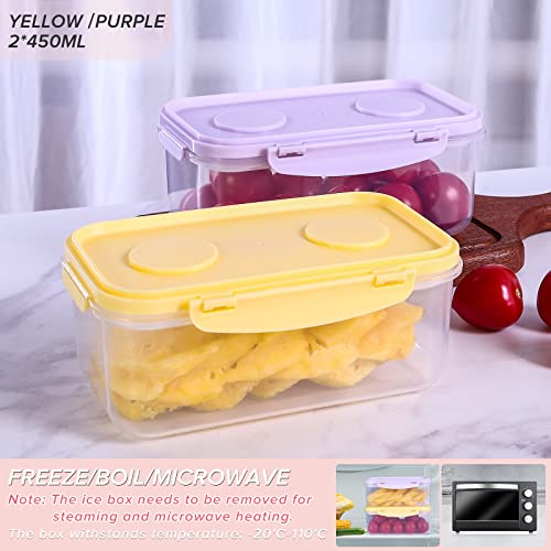 DOOBAANN Food Storage Containers with Ice Box,Fruit Containers Set with Lunch Bag,Perfect for Summer,Bpa Free. (YELLOW/PURPLE)