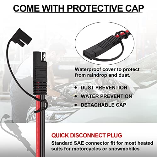 iGreely SAE Extension Cable 12AWG SAE Power Automotive Extension Cable SAE to SAE Quick Disconnect Wire Harness SAE Connector for Solar Panel Battery Cars Tractor 12 AWG (3.3Ft)