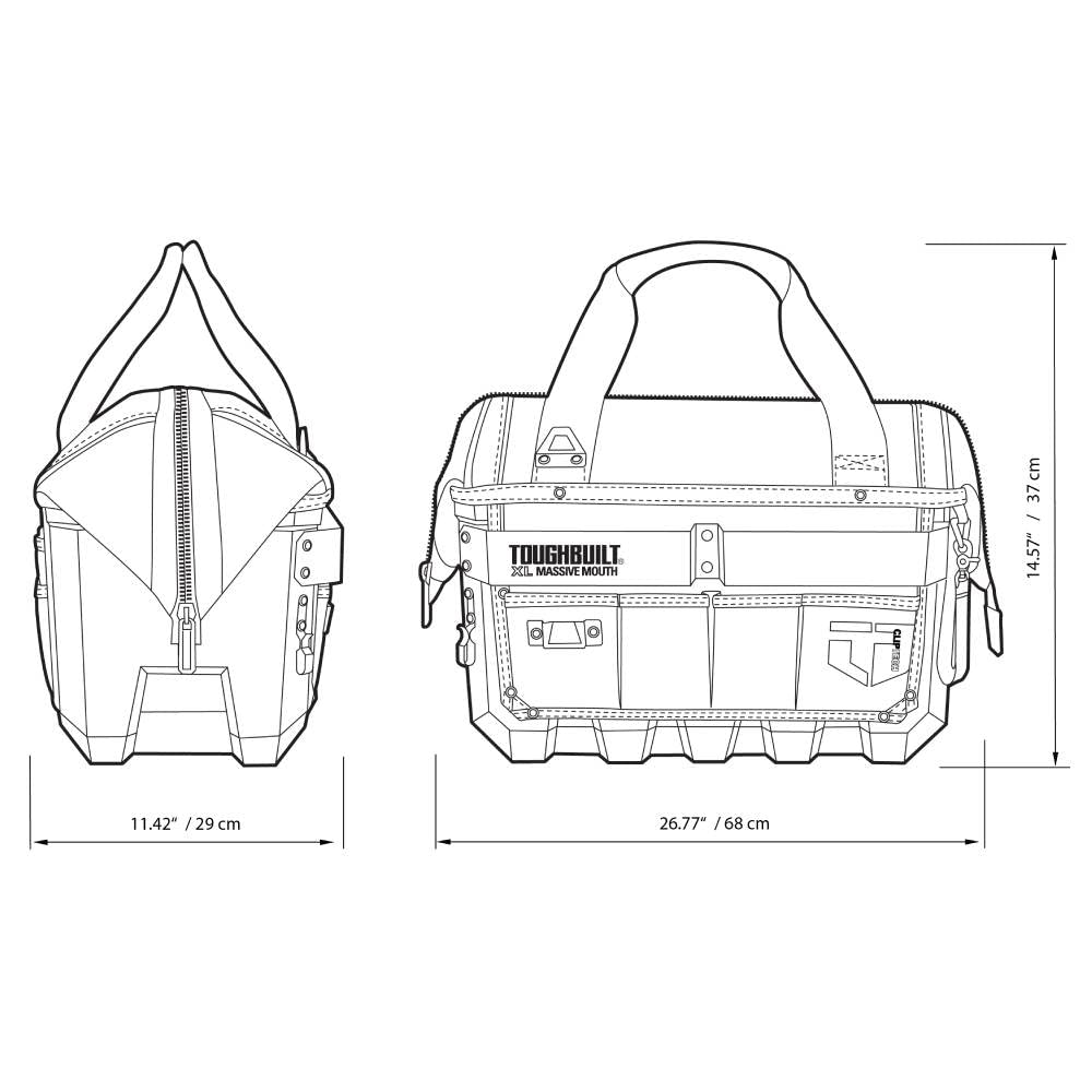 ToughBuilt - 20" Massive Mouth w/Waterproof Base - Durable and Rugged, Lockable, 22”x 14”x 11” - (TB-CT-62-20)
