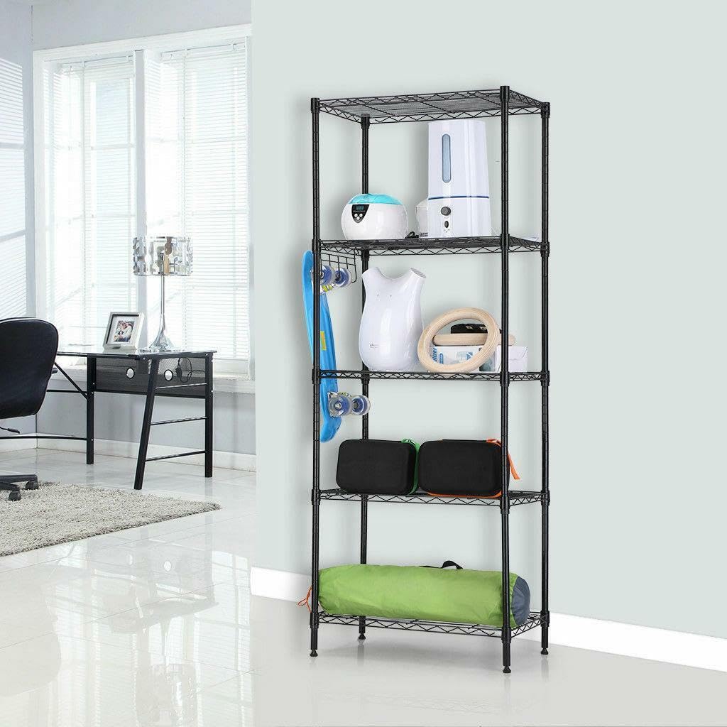 MEZHI 60"x22"x12" 5 Layer Wire Shelving Rack Adjustable Shelf Storage Unit Commercial