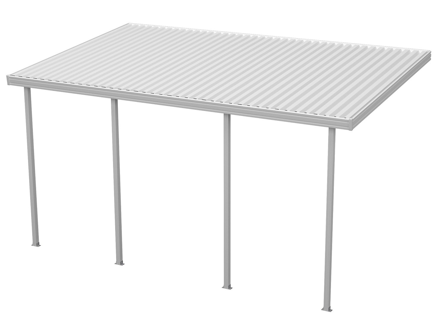 Four Seasons Outdoor Living Solutions TWV Series 20X12ft High-Grade Aluminum Attached Patio Cover Awning, 4 Posts, 20 Lb. Snow Load, White