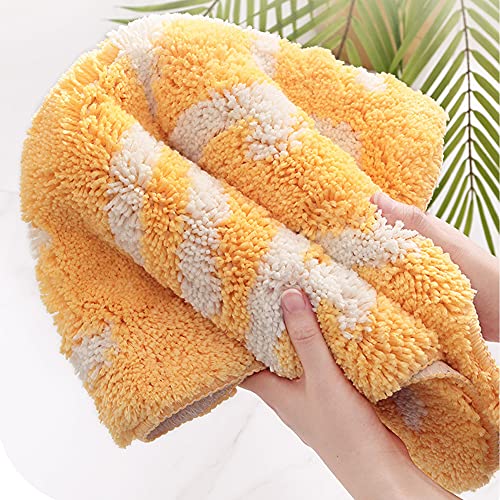 Flocking Fruit Lemon Shape Rug Home Entrance Mat Bedroom Bathroom Door Non-Slip Carpet Absorbent Foot Mat - Lemon, 18.1"x29.9"
