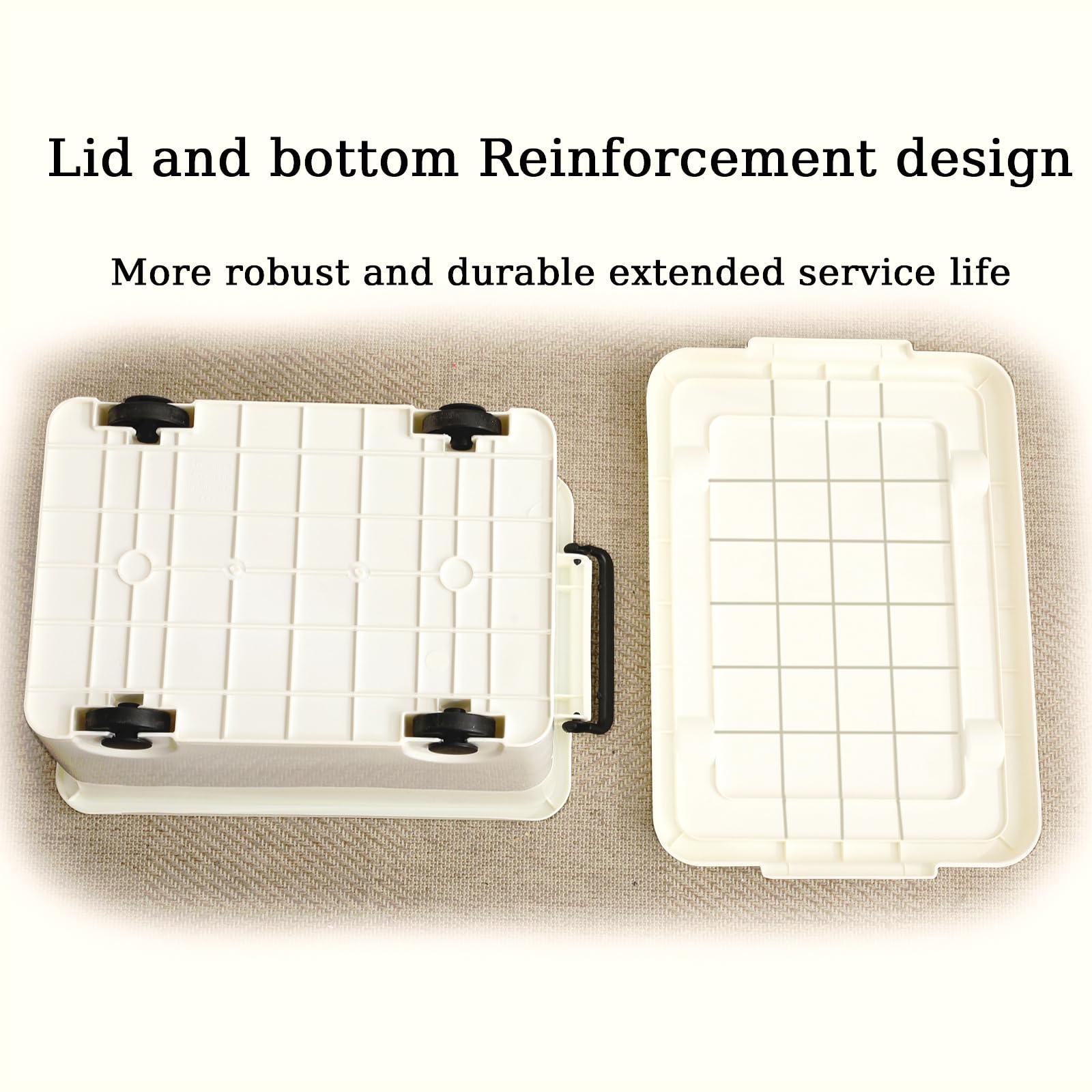 GUMEIGODA 23 Qt Latching Storage Bin,Stackable Bin with Wheels and Latching Lids,Removable Storage Containers, Clothes Bins Storage for Closet Organization,Thickened Plastic,White,3-Packs (white, 3M)