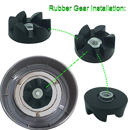 Top Base Gear & Rubber Blade Gear with Shock Pad by DTAIR Replacement for NutriBullet 600W 900W Blender NB-101B NB-101S NB-201(Set of 2)