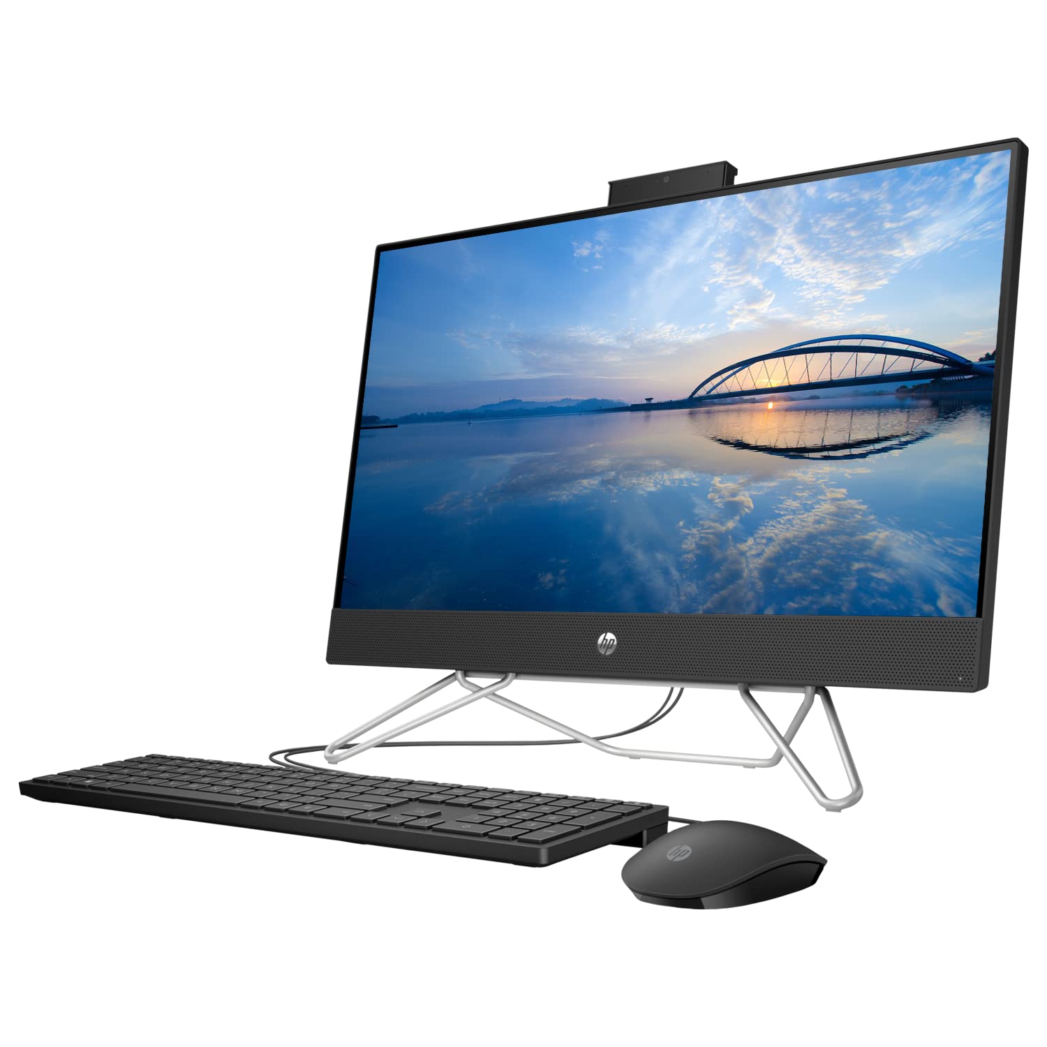 HP Essential All-in-One Desktop, 24" FHD Display, Intel Core i5-1235U Processor, 32GB RAM, 2TB PCIe SSD, IR Camera, HDMI, RJ-45, Wi-Fi 6, Wired Keyboard & Mouse, Windows 11 Home, Black