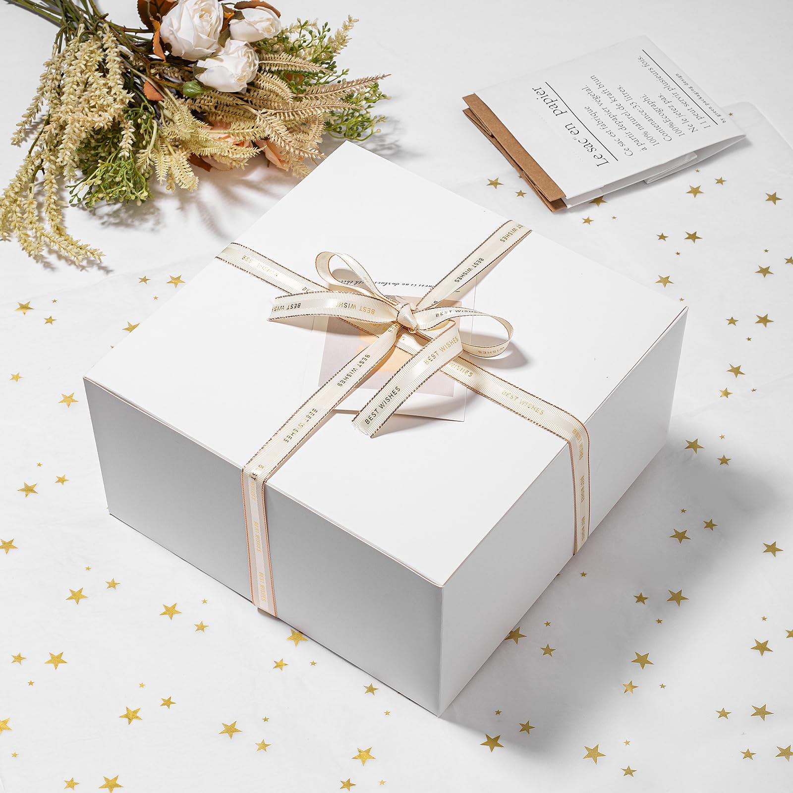 Mcfleet 12x12x5 Inches Large Gift Boxes with Lids 10 Pack Bridesmaid Proposal Boxes White Extra Deep Gift Box for Presents, Craft Boxes for Wedding, Graduation, Holiday, Christmas, Birthday Gift