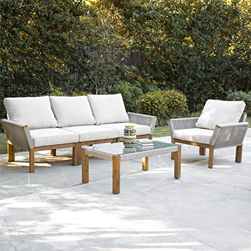 SEI Furniture Brendina Outdoor Glass-Top Cocktail Table, Natural