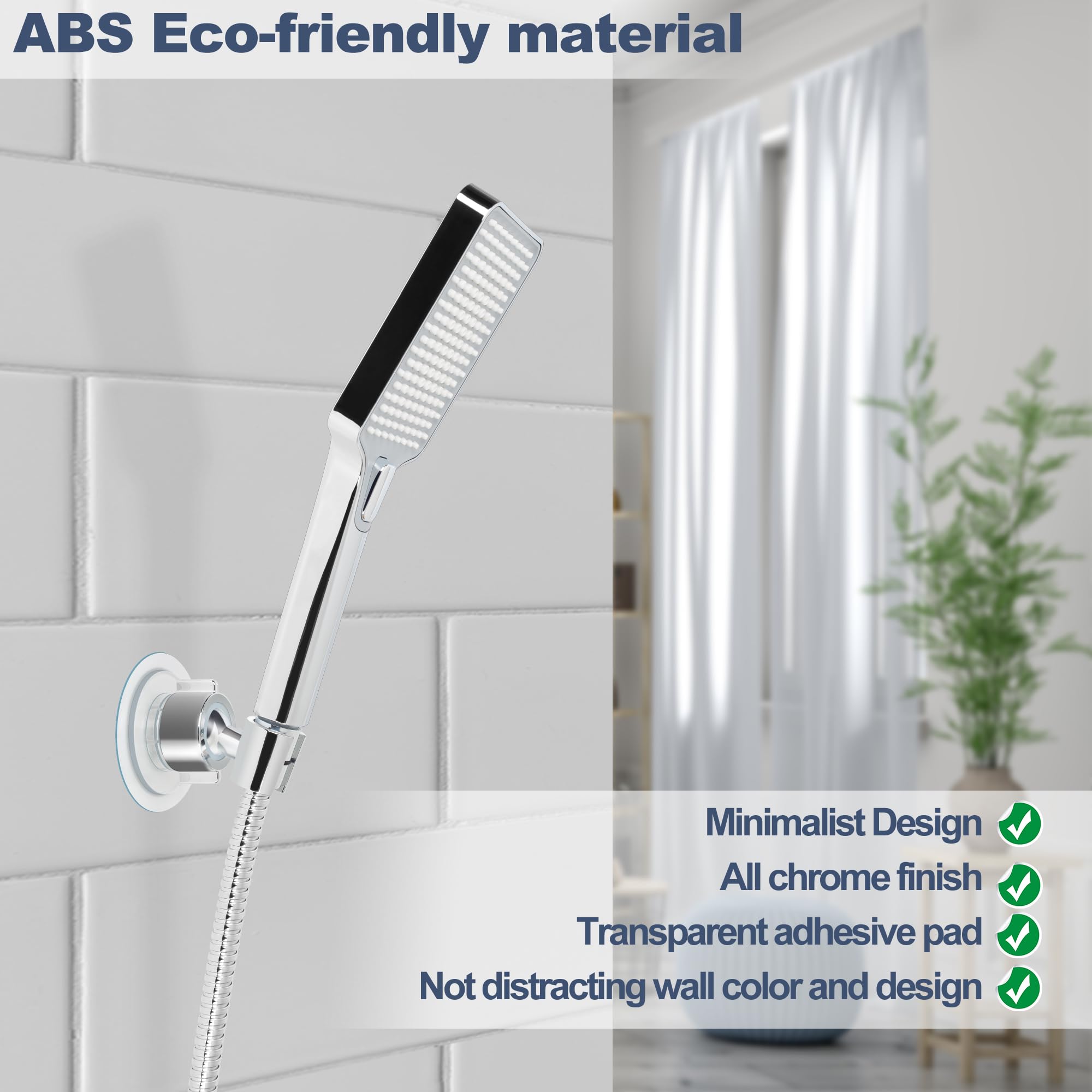 Guoyulju 2 Pack Strong Adhesive and Waterproof Shower Head Holder,360 Rotating Adjustable Handheld Shower Holder,Shower Head Holder Wall Mount,Perfect for Handheld Shower Head with Hose
