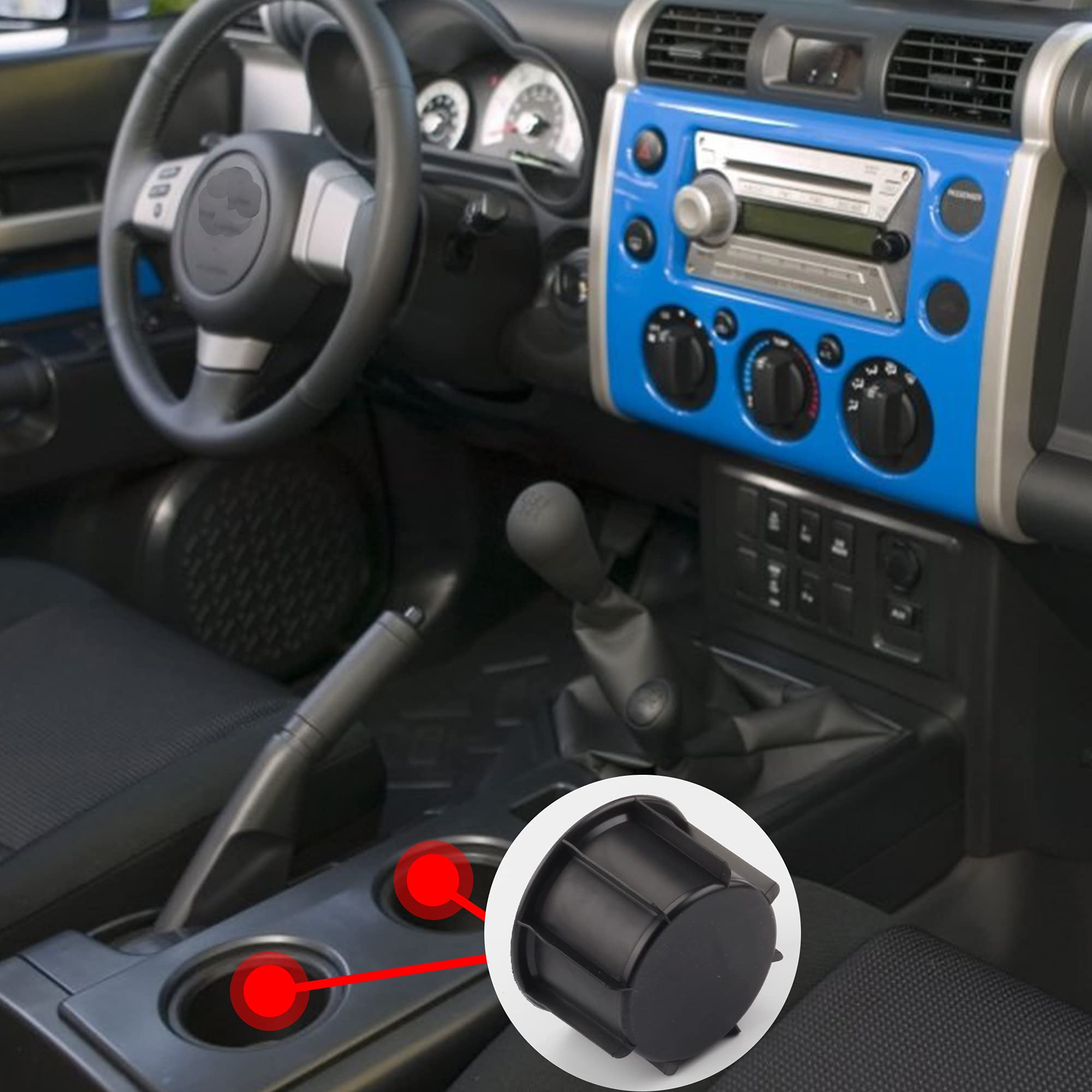 Dasbecan Set of 2 Front Dashboard Drink Cup Holder Assembly Compatible with Toyota FJ Cruiser 2007-2014 Replaces# 55616-35010