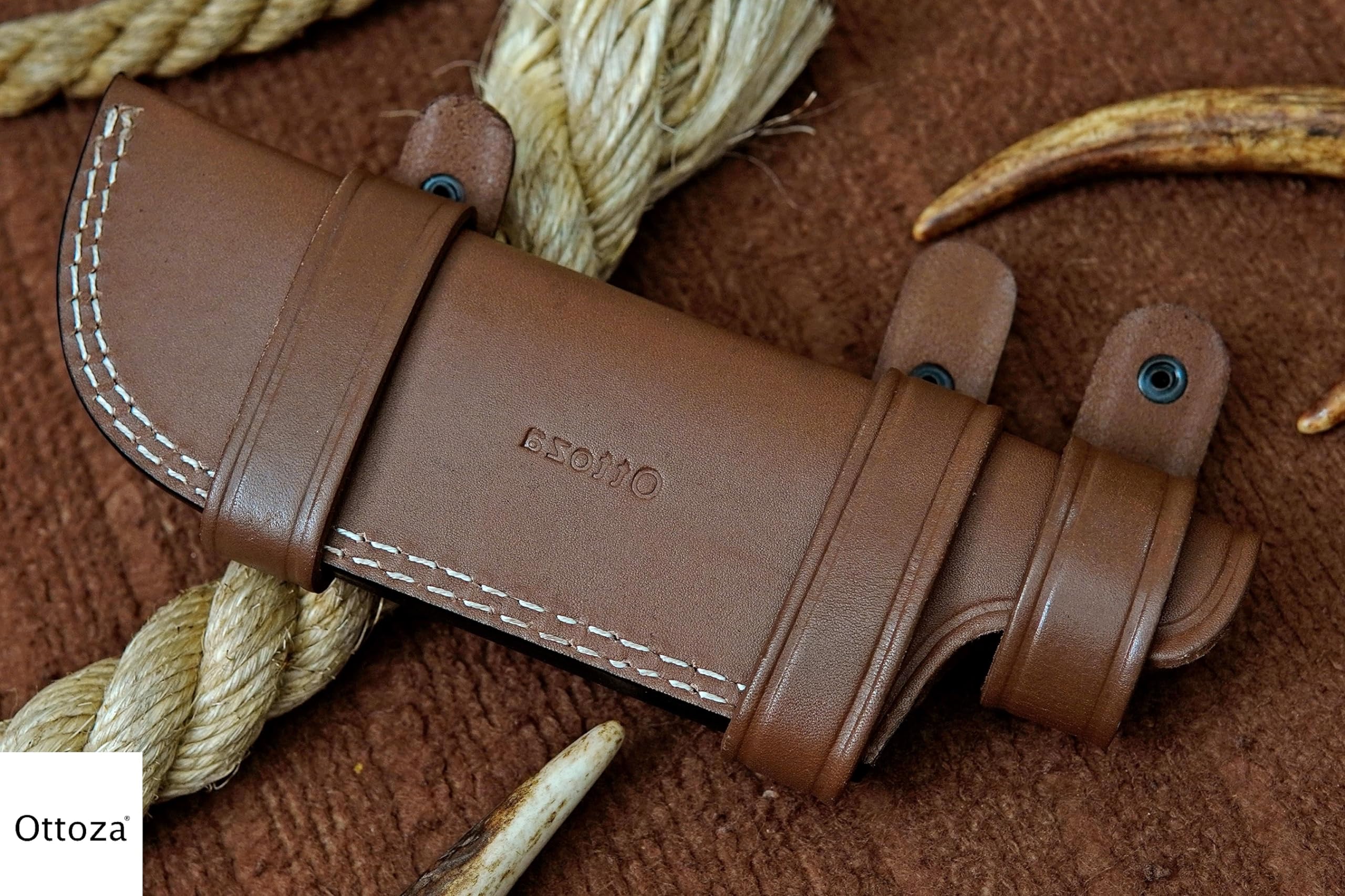 Ottoza TOP GRAIN Leather Knife Sheaths for Fixed Blade Knives, LEFT HAND Leather Knife Sheath for Belt, Leather Knife Holster Belt Knife Holder, Horizontal Knife Sheath for Belt No:9