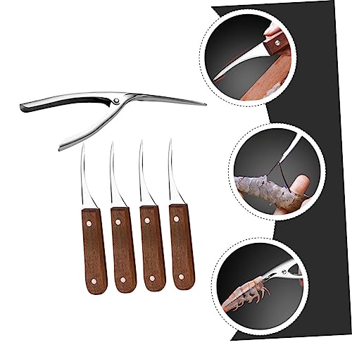 RORPOIR 1 Set Stainless Steel Shrimp Opener Shrimp Cutter Seafood Deveiner Shrimp Cleaner and Deveiner Tool Oyster Crackers Tools for Fish Scale Remover Shrimp Cleaning Supplies