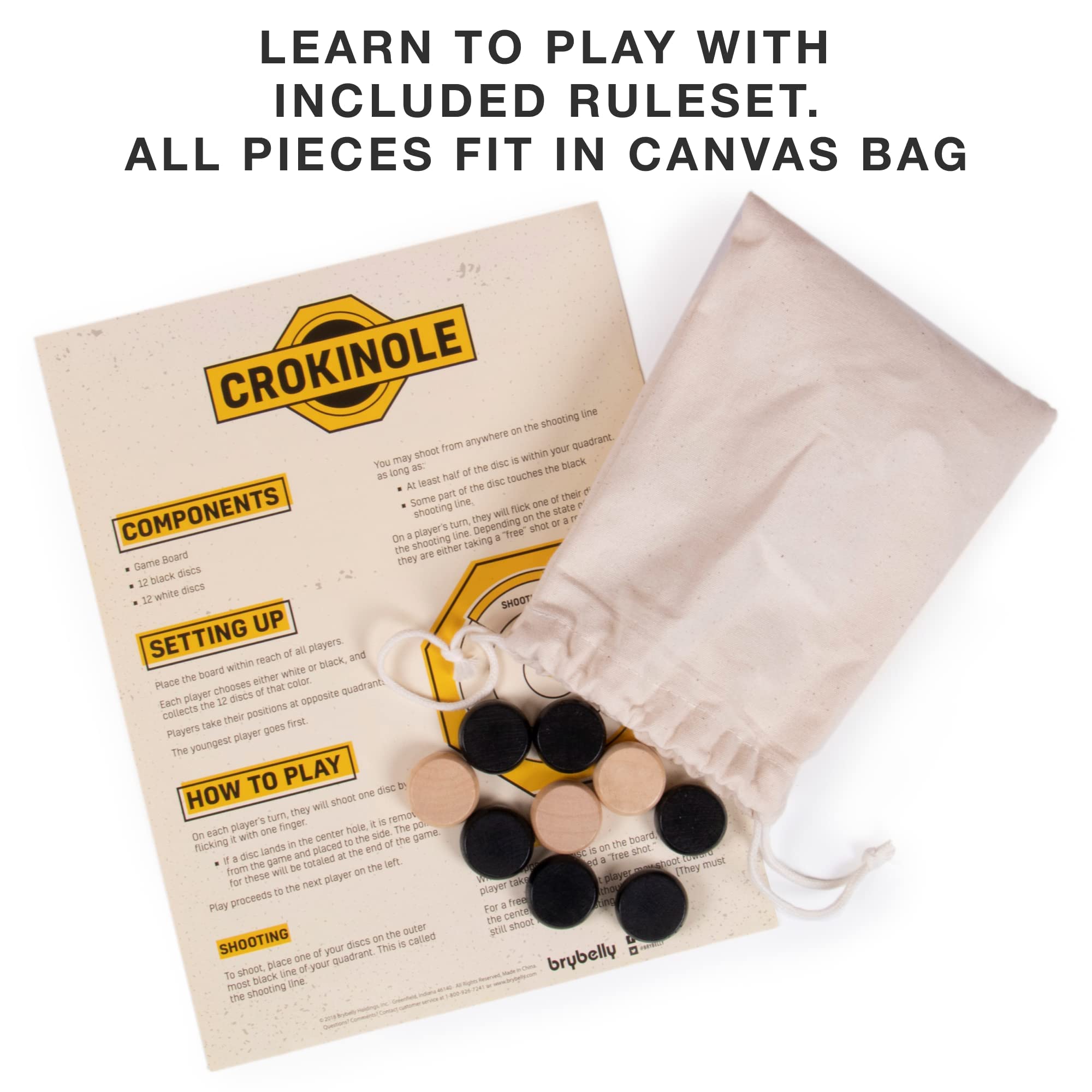 Tournament Crokinole & Checkers | Classic Dexterity Board Game for Two Players | 24 Black & White Discs & Game Board | 27 Inch