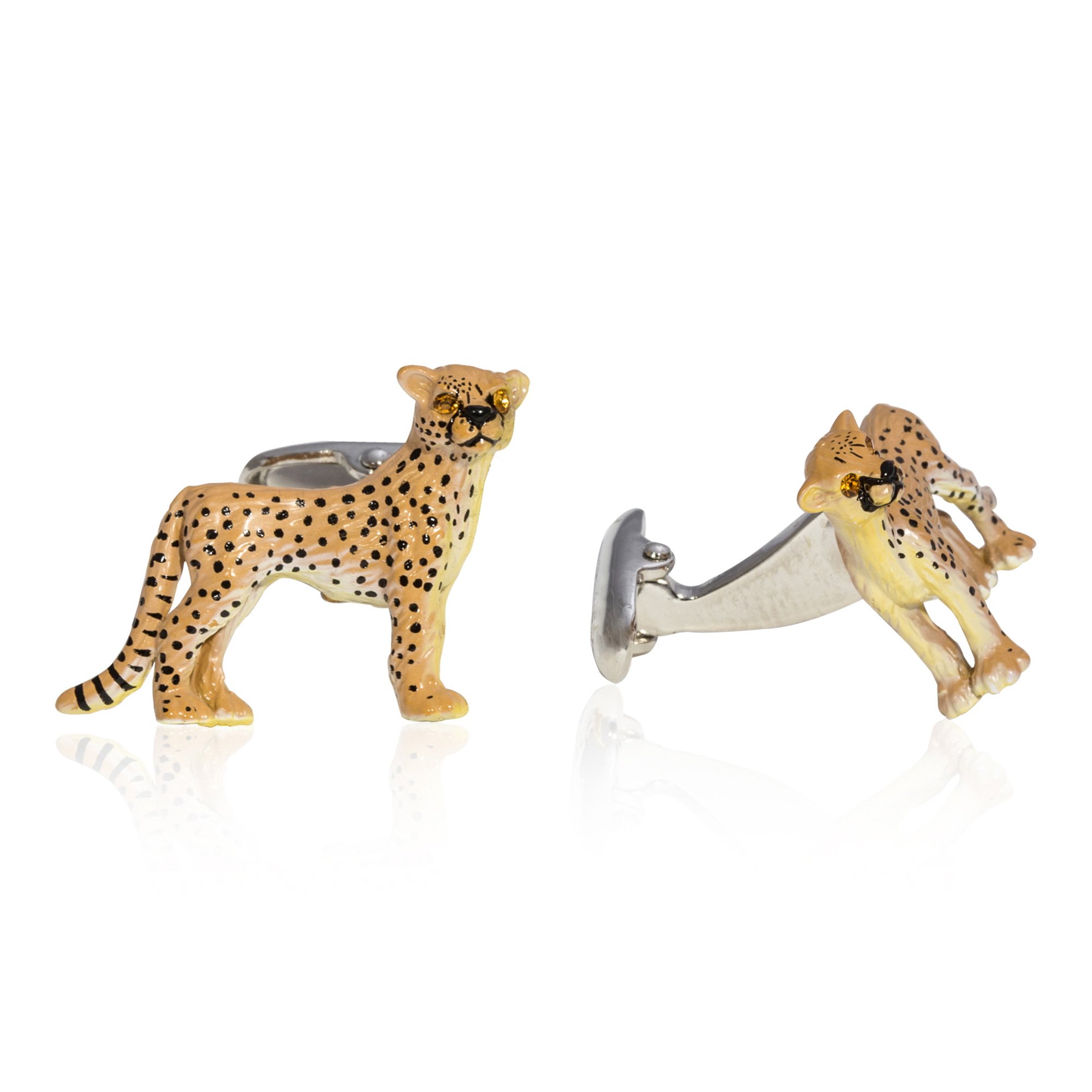 Cuff-Daddy Painted Cheetah Cufflinks with Travel Presentation Gift Box