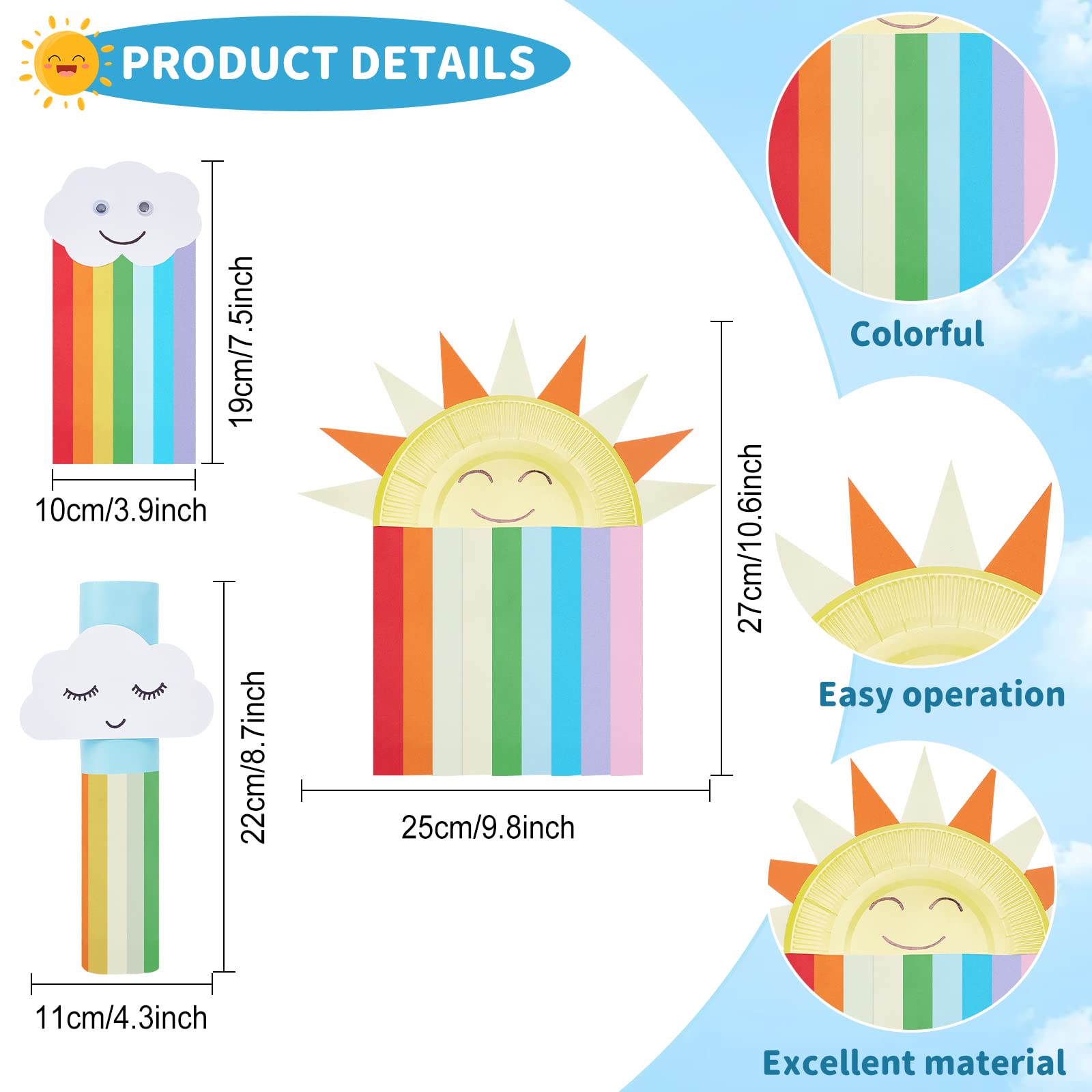 FREEBLOSS Paper Plate Art Kit Birthday Gift Paper Crafts Kit Sky Sun Clouds Theme Creative Fun Learning Game Holiday Crafts Christmas Activity