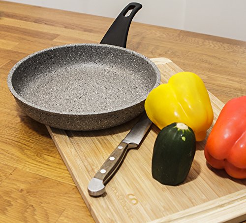 FLONAL Dura Induction Frying Pan Stone Effect Aluminum, 11.08-inches, Clear
