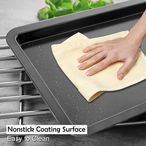 Giantex 10-Piece Nonstick Bakeware Set, Round and Square Baking Pans, Baking Sheets, Chip and Pizza Pan, Crisper Pan, Roasting Trays, 12-Cup Muffin and Loaf Pans, Cookie Sheet, Steel Baking Set