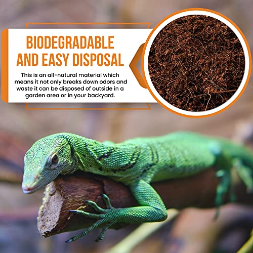 ReptiCasa Compressed Coconut Fiber Substrate, 10 lb. Block, Natural Husk Terrarium Bedding, Reptiles, Frogs, Snakes, or Tortoise, Odor and Waste Absorbent Compostable, Organic with High Expansion