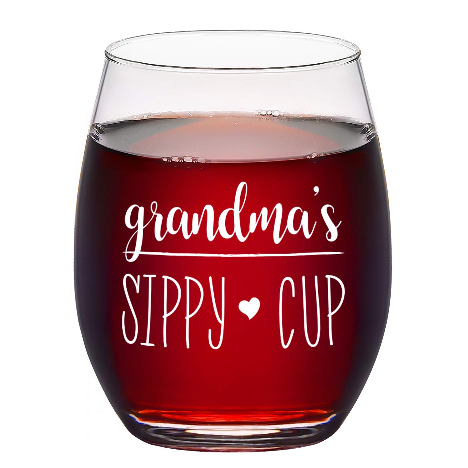 GINGPROUS Grandma’s Sippy Cup Stemless Wine Glass for Women, Grandma, Mother, New Grandma, Grandma Again, Grandmother, Funny Grandma Wine Glass 15 Oz for Mother's Day Birthday Christmas