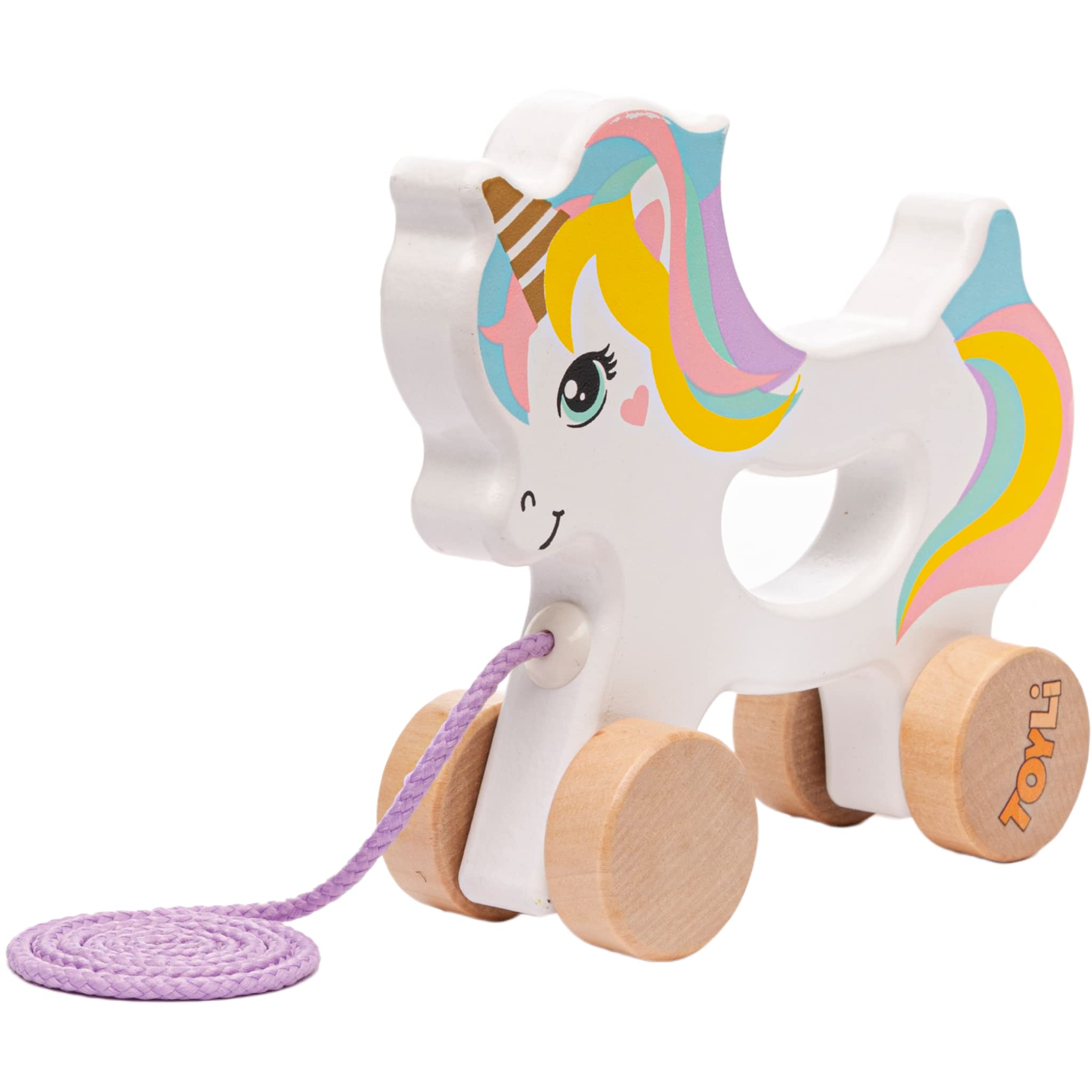 TOYLI Wooden Unicorn Push & Pull Along Toy Developmental Montessori Toddler Pull Toys Improves Balance Strength Confidence for Infants Develop Cognitive Skills Baby Toddlers 18 Month Pull Toy