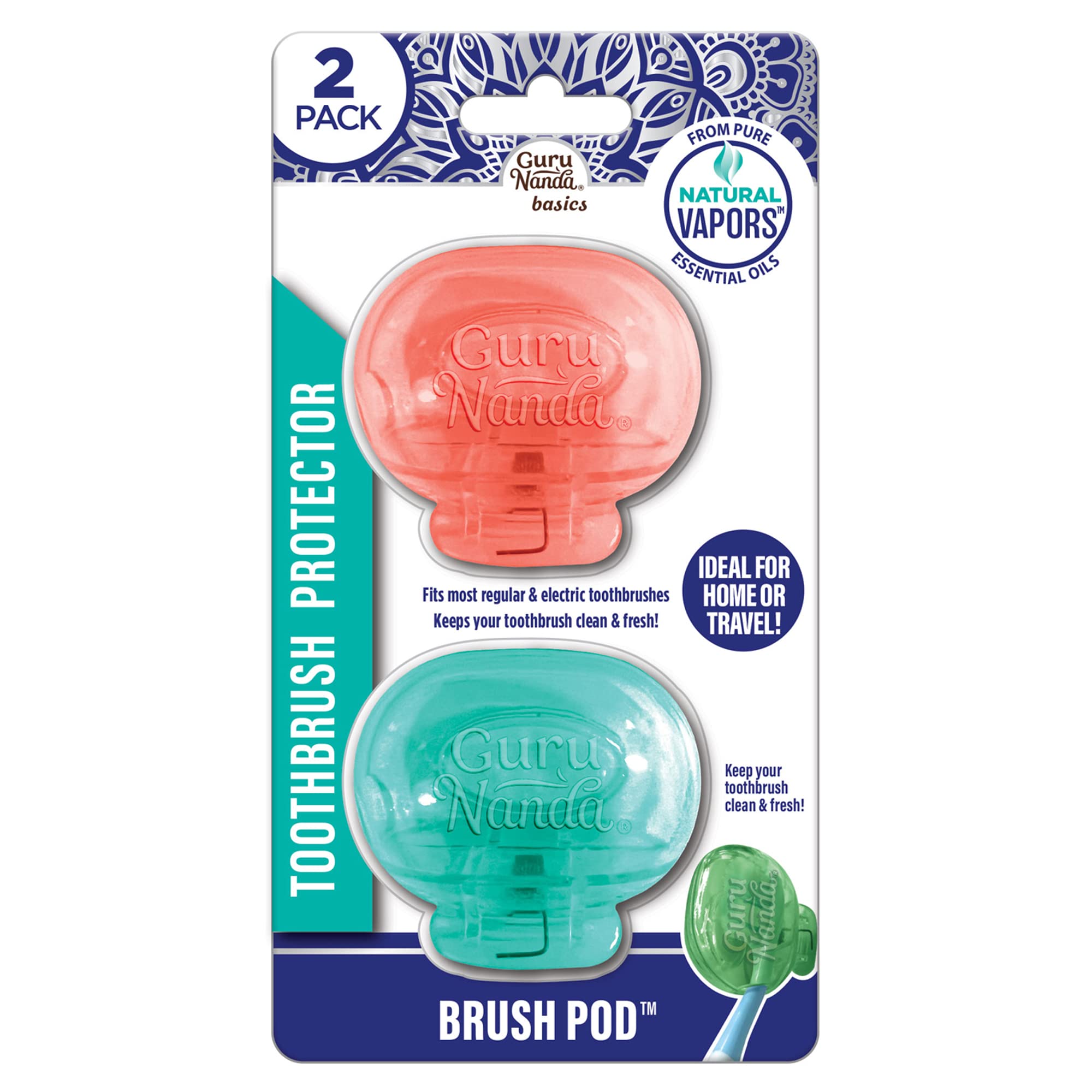 GuruNanda Toothbrush Protector Covers, Pack of 2 Brush Pod Covers Fits Most Manual & Electric Toothbrushes - Ideal for Home & Travel, Keeps your Toothbrush Clean (colors may vary), Multi Color