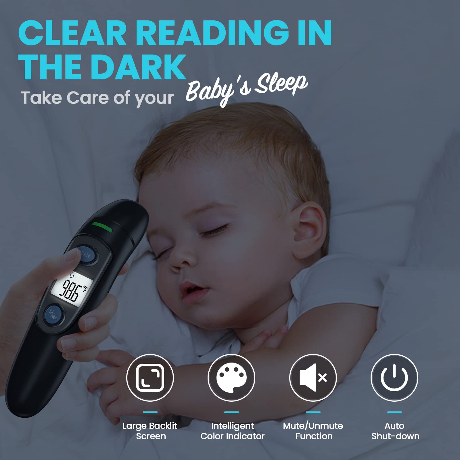 GoodBaby Non-Contact Forehead Thermometer, Digital Thermometer for Adults and Kids, Fast & Accurate with Fever Alarm Memory Function