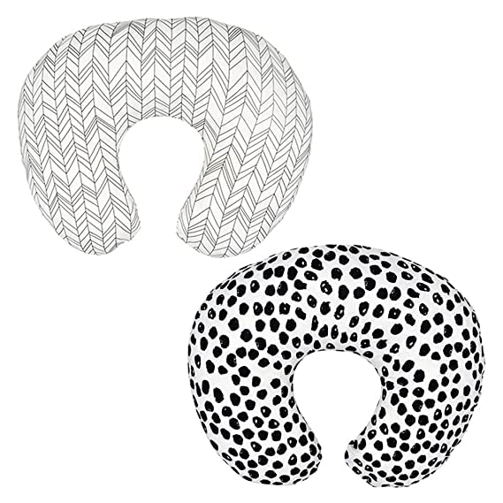 Nursing Pillow Covers for Baby Girl, 2 Pack Nursing Pillow Slipcovers for Breastfeeding Moms, Soft and Stretchy Safely Breastfeeding Pillow Cover for Infant(Black)