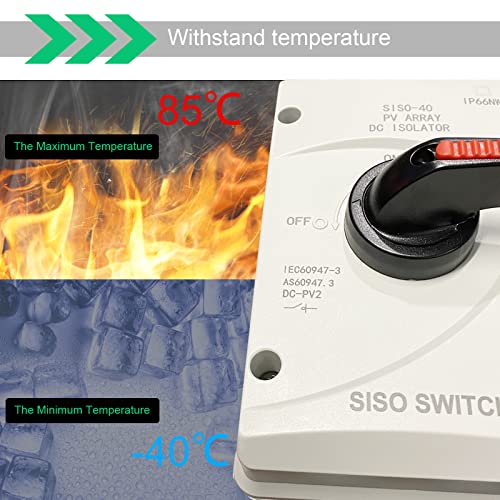 IP66 Solar Combiner Box, 32A PV DC Isolator Switch with Solar Connector for Solar Panel Solar Power System RV, Boats, and Off/On-Grid Solar System