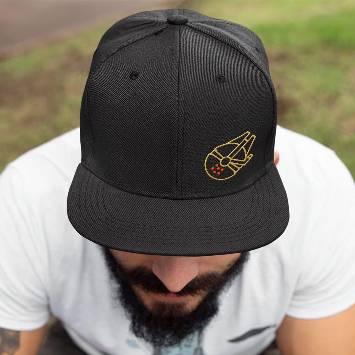 Falcon Outline - Cotton Snapback Hat - Breathable Mesh Side for Casual Wear & Outdoor Activities All Seasons - Baseball Cap Women and Men (Navy Front/White Mesh)