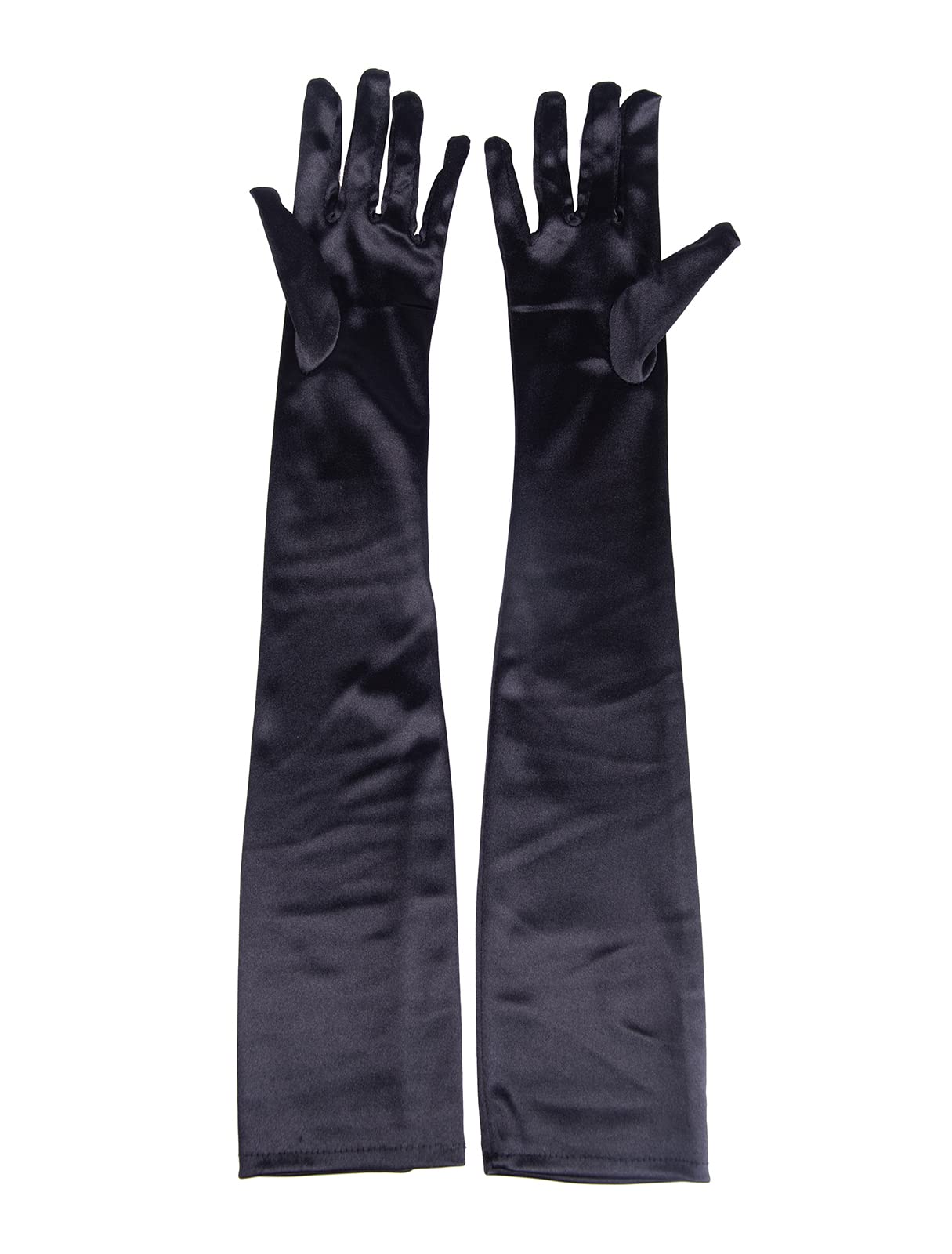 EachWell 1920s Women Ladies Smooth Long Flapper Satin Gloves Stretchy Evening Opera Party Special Occasion Gloves 21 inches Black