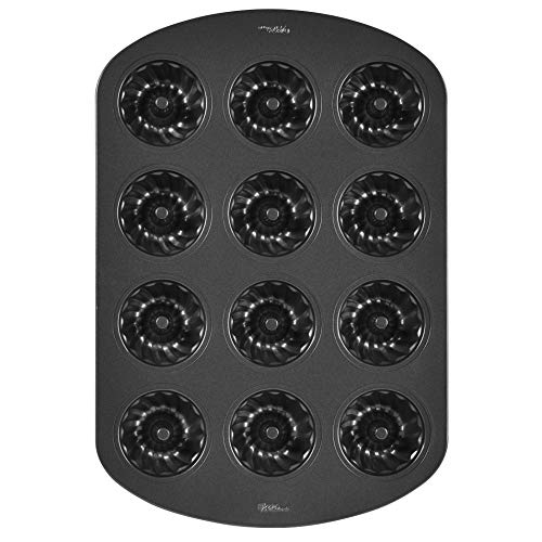 Wilton Non-Stick Mini Fluted Tube Pan, 12-Cavity, Steel, Multi-Cavity Mini Cake Pan, Black & Perfect Results Premium Non-Stick 9-Inch Fluted Tube Pan