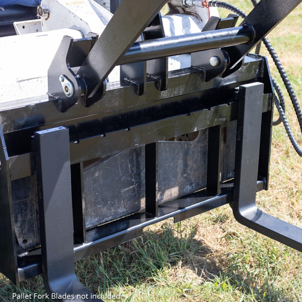 Titan Attachments Hydraulic Skid Steer Pallet Fork Grapple Attachment V2, 1/2in Thick Steel Frame, Quick Tach Mounting System
